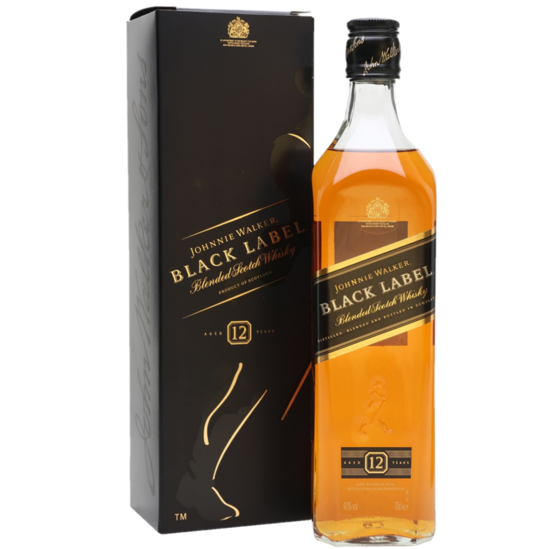 Johnnie Walker Black Label 12 Years Old - 0.70 liters in a gift box